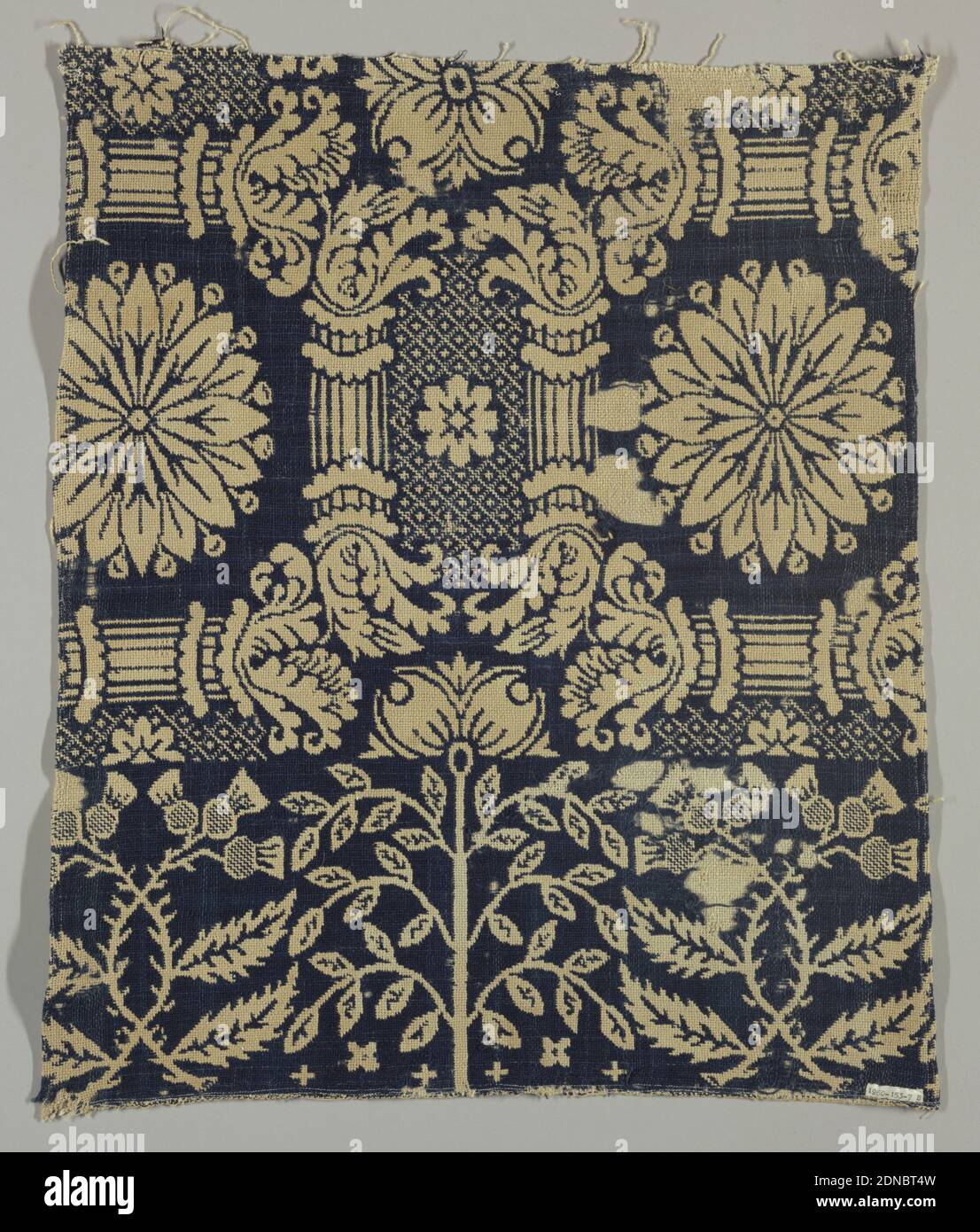 Coverlet fragments, Medium: cotton, wool Technique: double cloth, In ...