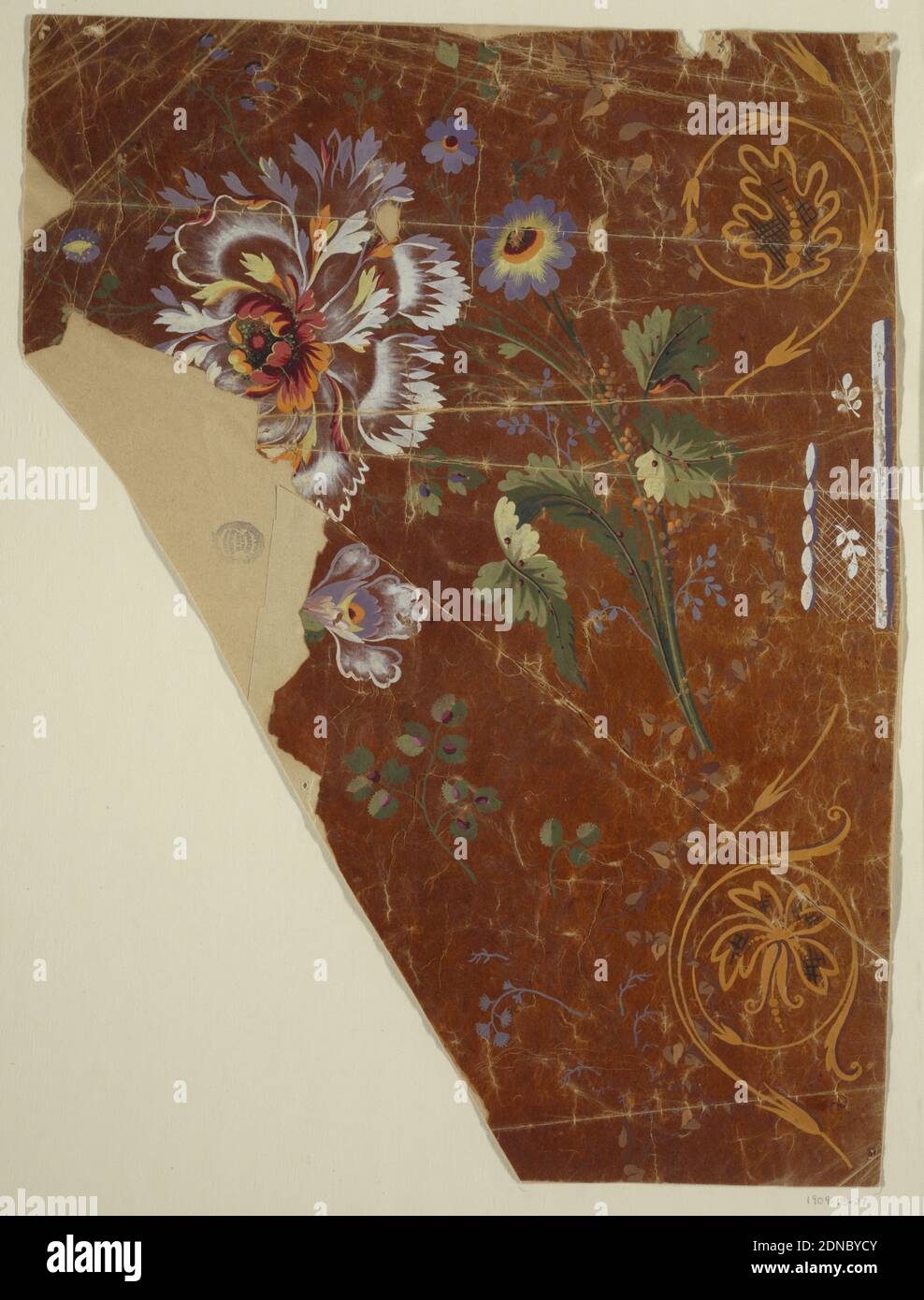 Design for an Embroidered or Woven Fabric, Brush and gouache on oily ...