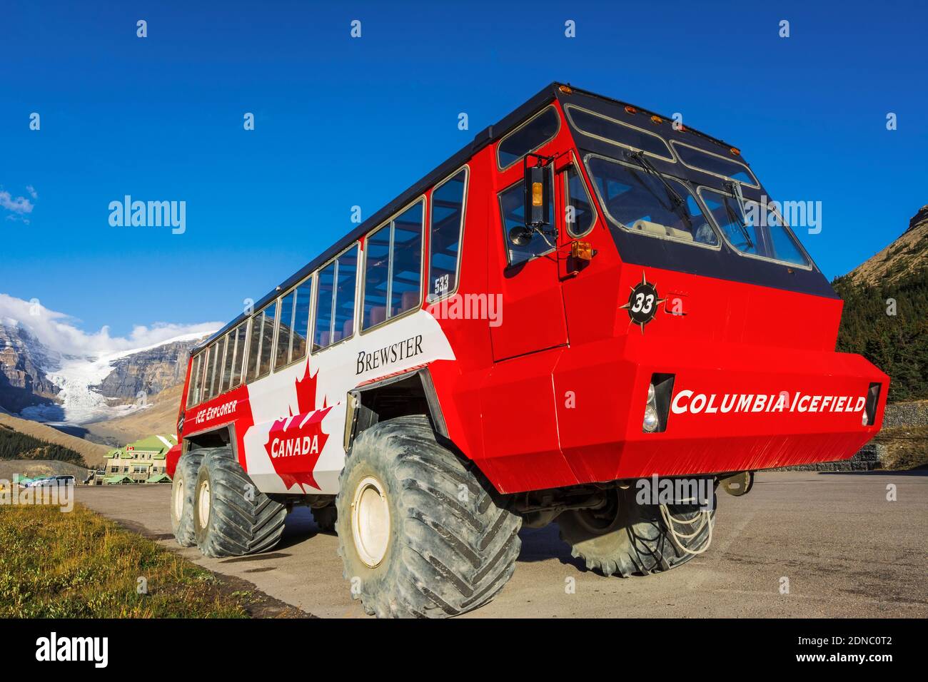 Snowmobile tour at the Athabasca Glacier, Jasper National Park, Alberta ...
