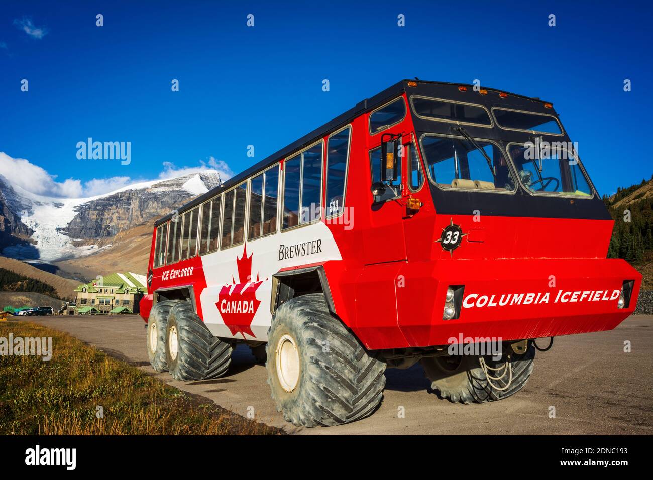 Snowmobile tour at the Athabasca Glacier, Jasper National Park, Alberta ...