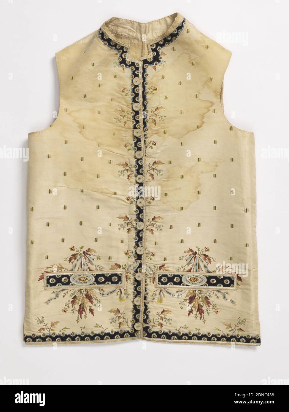Waistcoat, Medium: silk Technique: embroidered and appliquéd, Gentleman ...