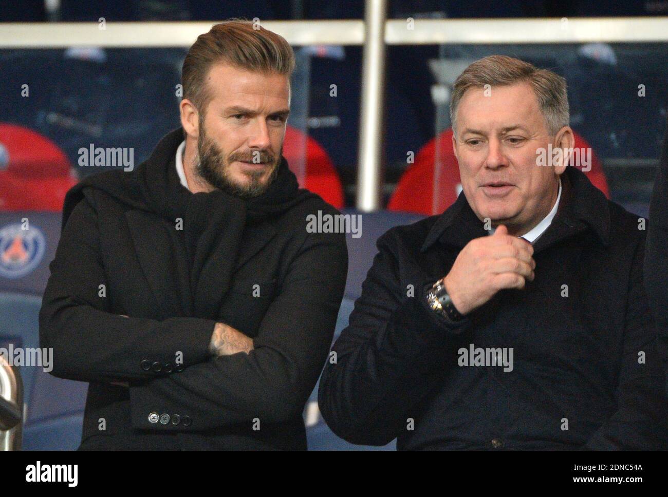 David Beckham attending the UEFA champions League fourth round soccer ...