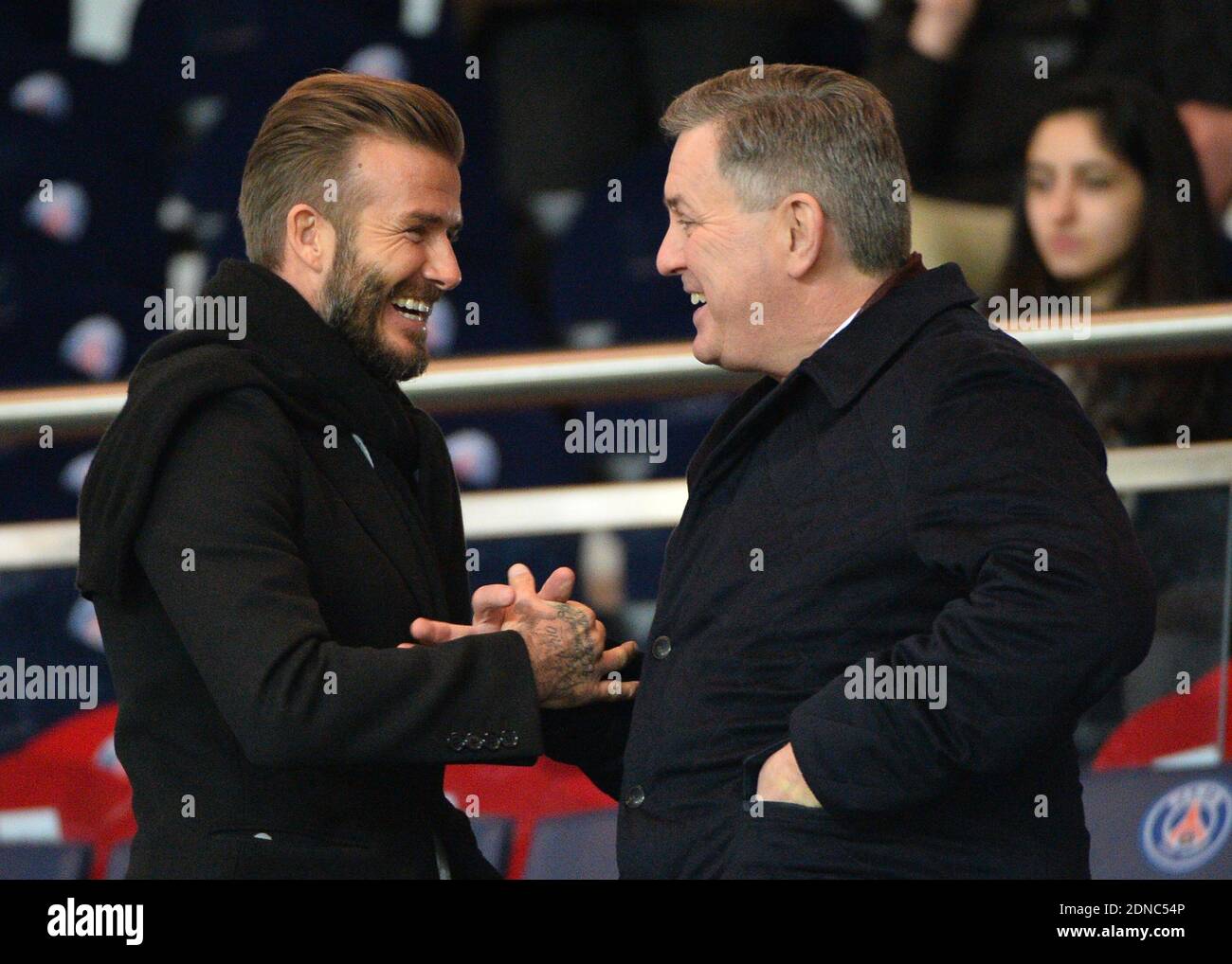 David Beckham attending the UEFA champions League fourth round soccer ...