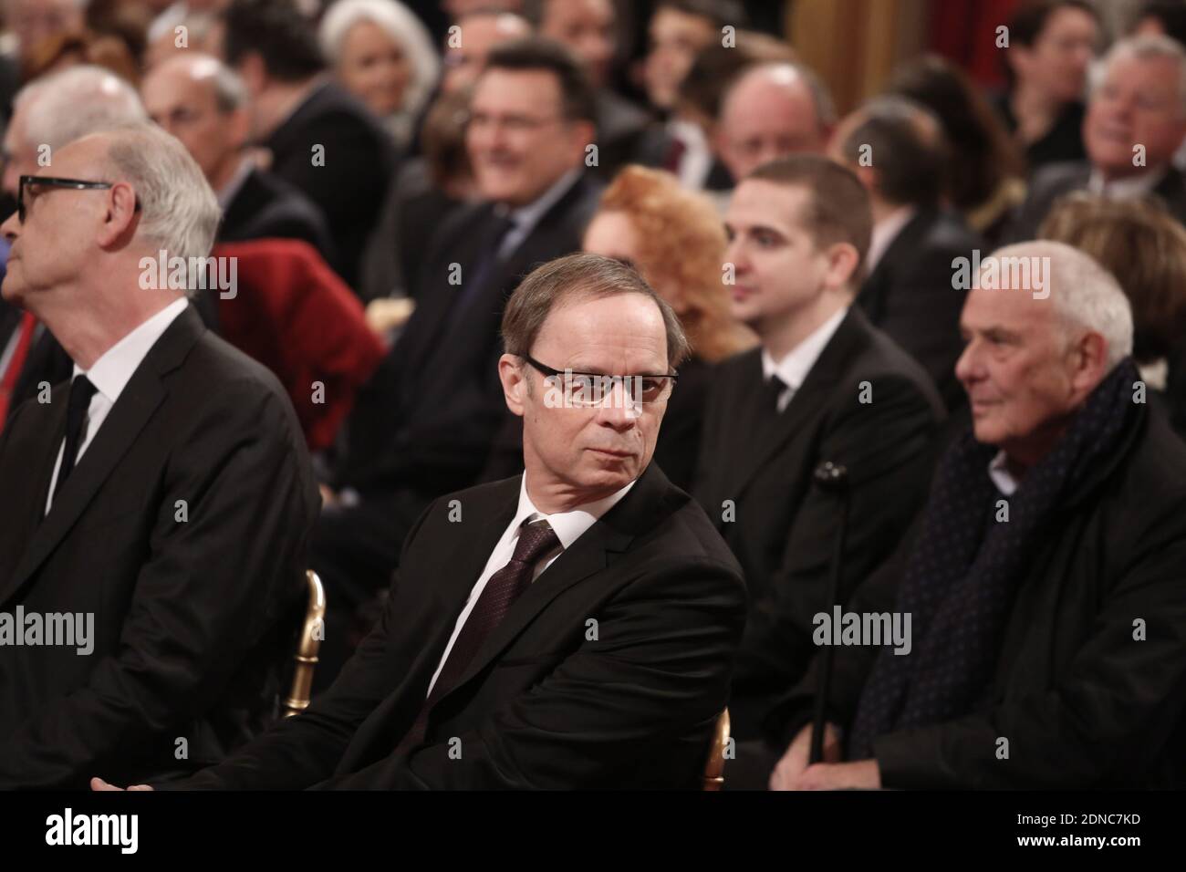 Patrick Modiano, Jean Tirole and Philippe Sollers during an awarding ...