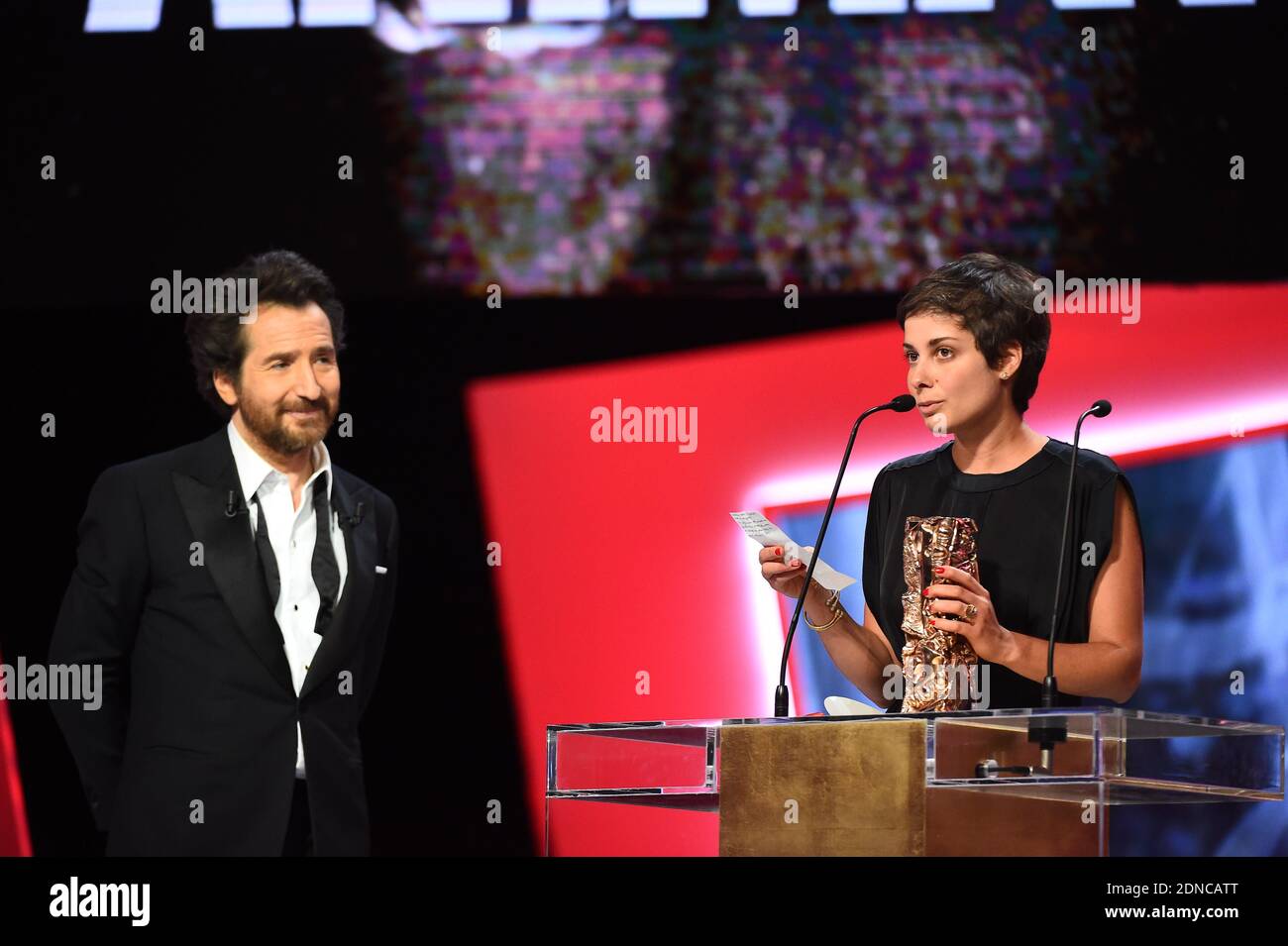 Director Chloe Mazlo and Edouard Baer attending the 39th Annual Cesar Film Awards ceremony held ...