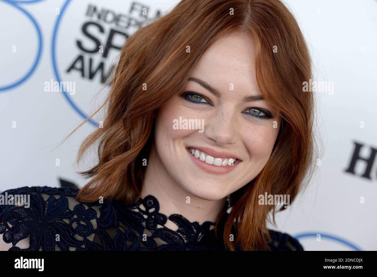 Emma Stone arriving for the 2015 Film Independent Spirit Awards held at ...