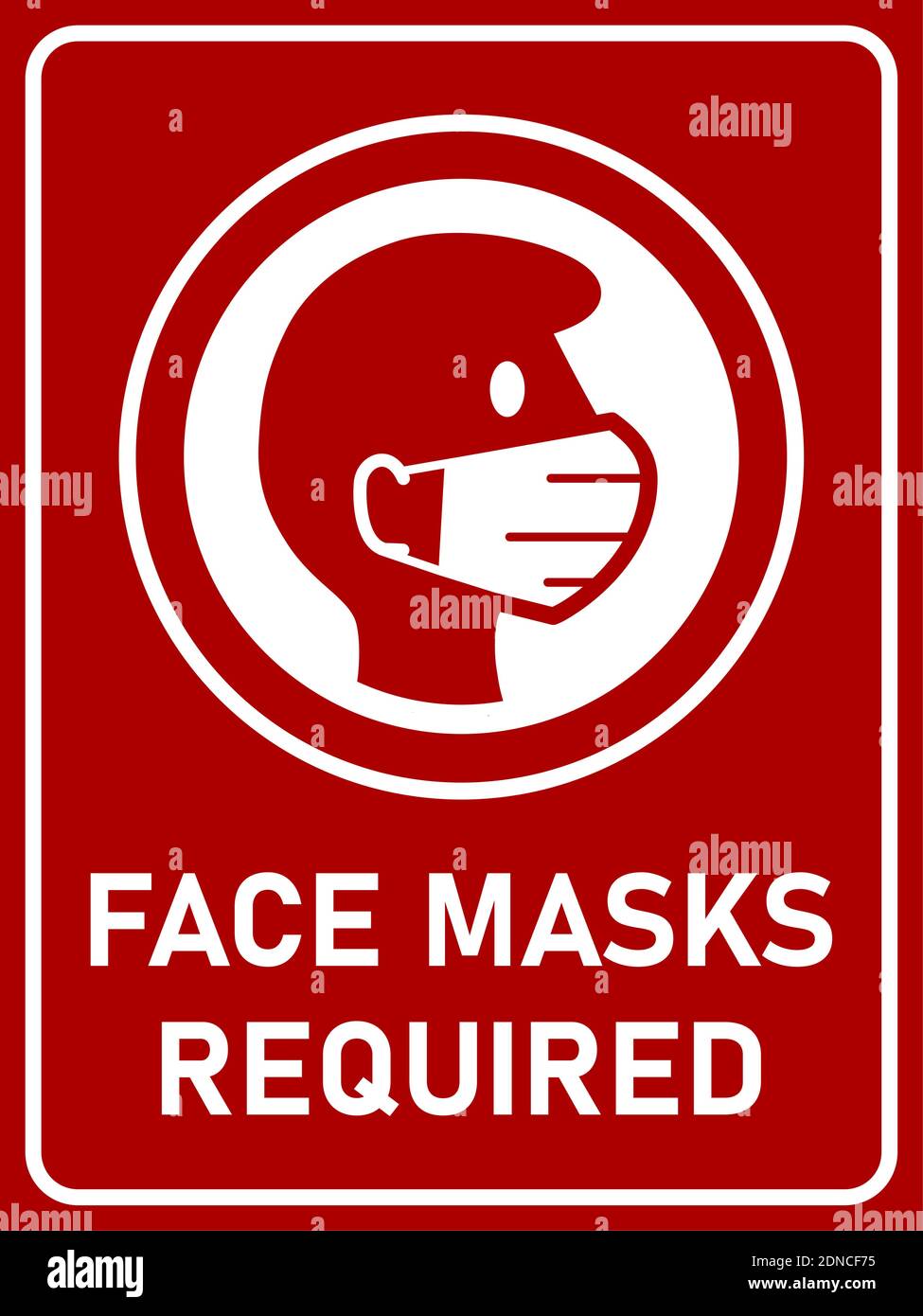 Face Masks Required Vertical Instruction Sign against the Spread of the ...