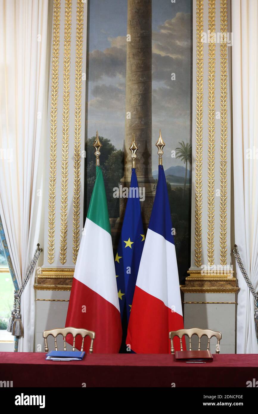 Atmosphere during a signing ceremony closing the 32nd Franco-Italian ...