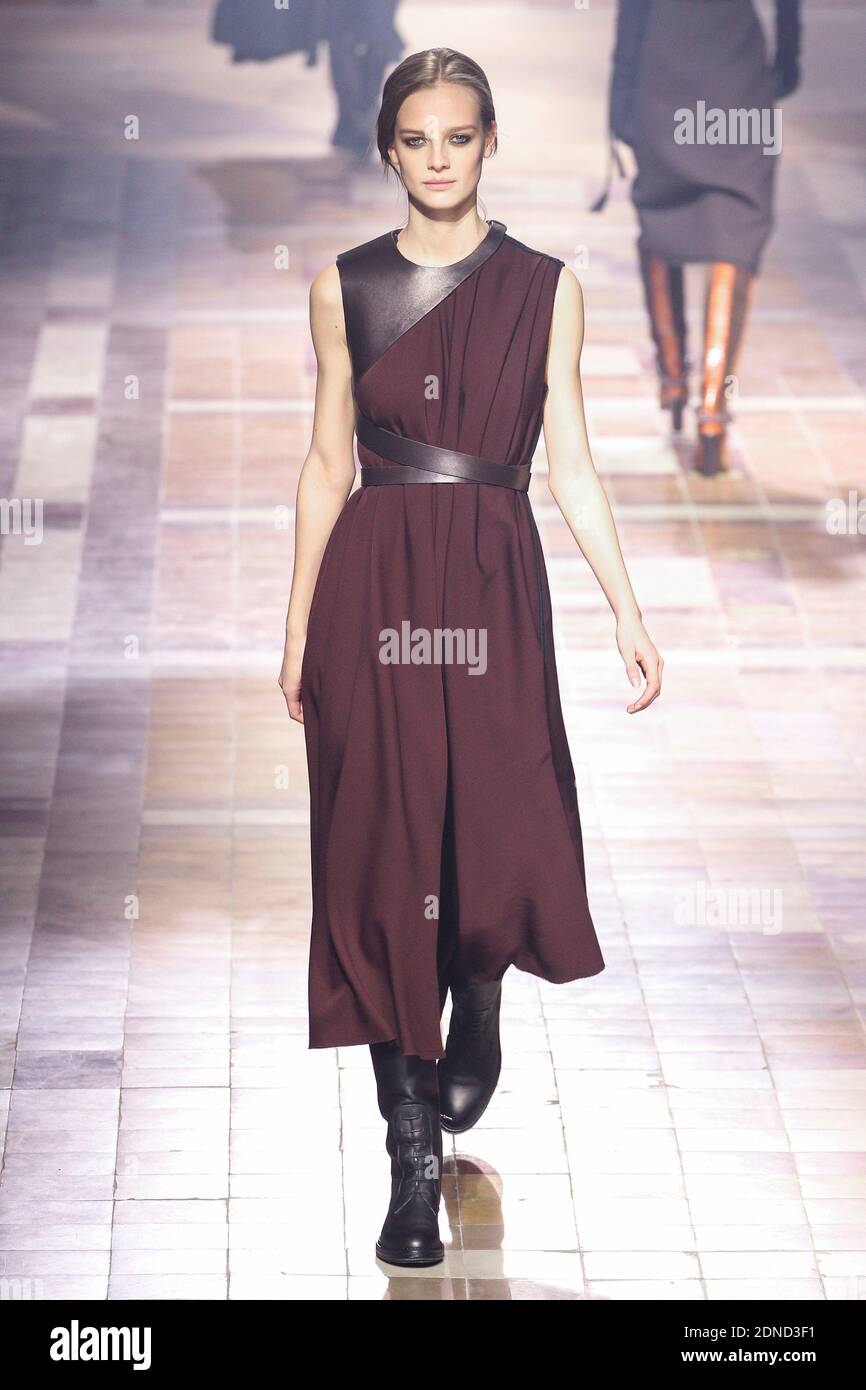 A model displays a creation by designer Alber Elbaz for Lanvin Fall ...