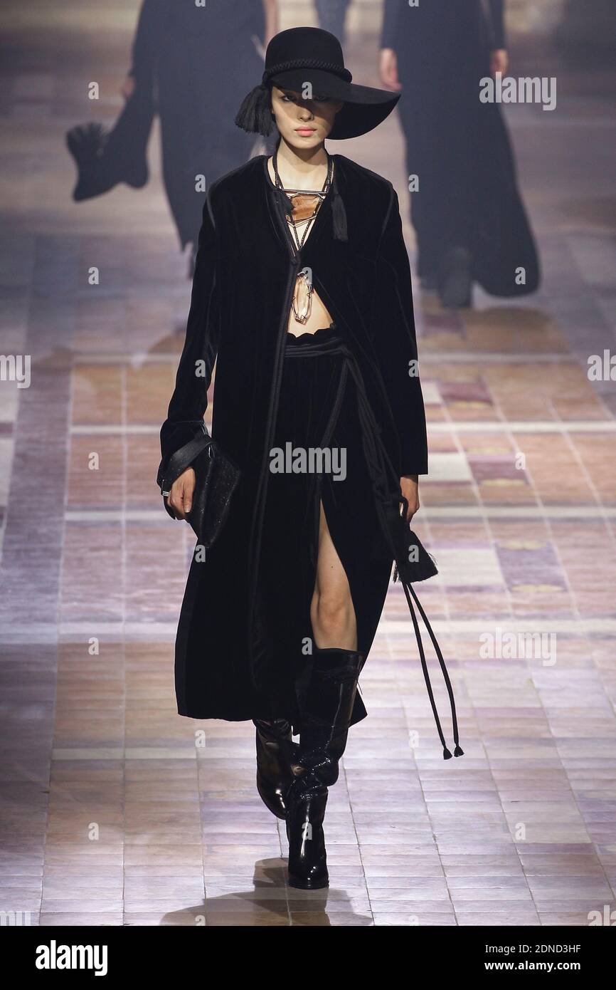 A model displays a creation by designer Alber Elbaz for Lanvin Fall ...