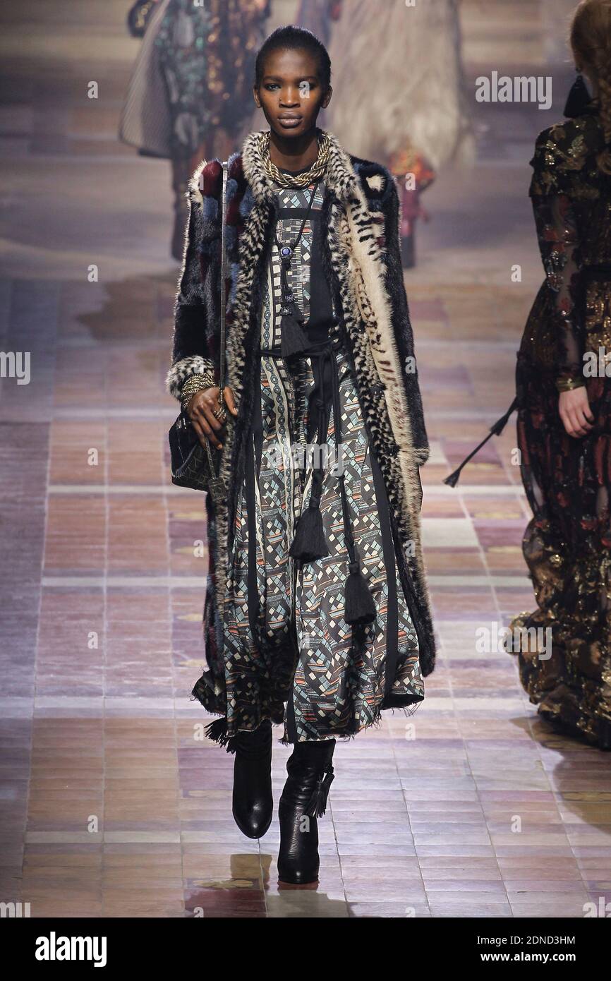 A model displays a creation by designer Alber Elbaz for Lanvin Fall ...