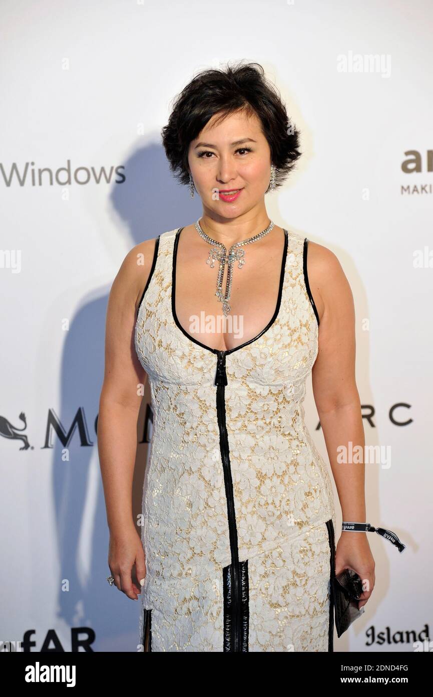 Pansy Ho arrives on the red carpet during the 2015 amfAR Hong Kong gala ...
