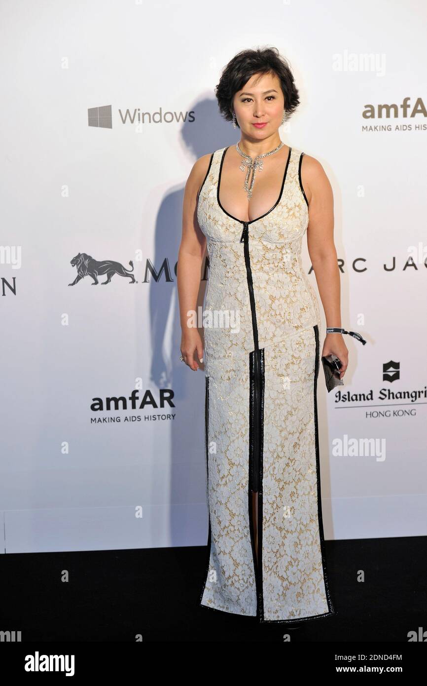 Pansy Ho arrives on the red carpet during the 2015 amfAR Hong Kong gala ...