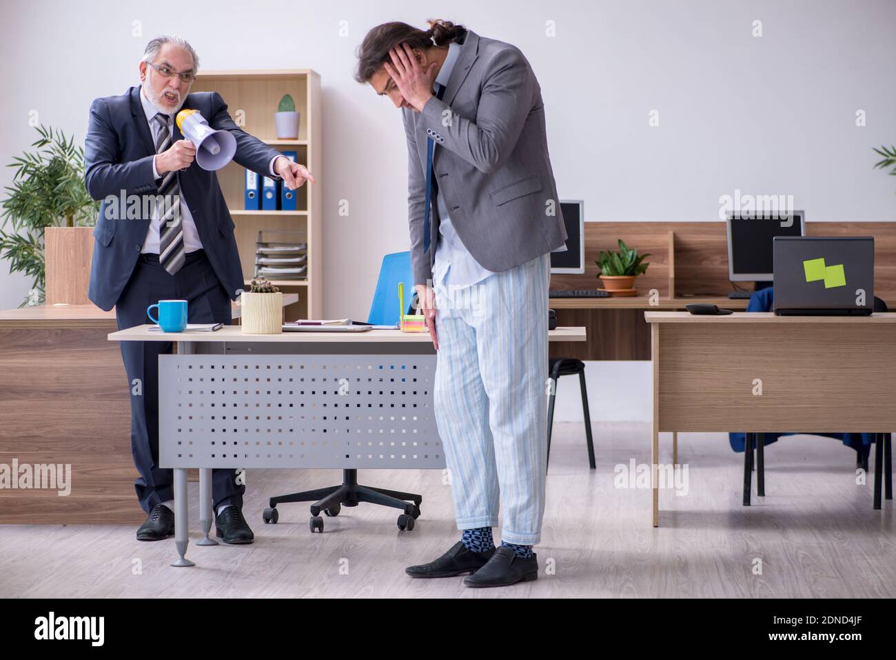 Young employee being late for work Stock Photo - Alamy