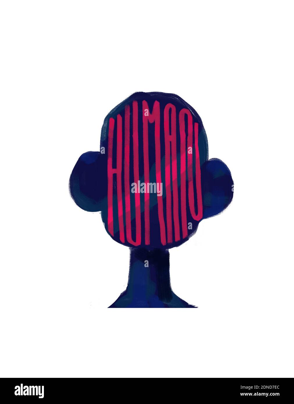Portrait faceless with human text mention in red. Representation of ...