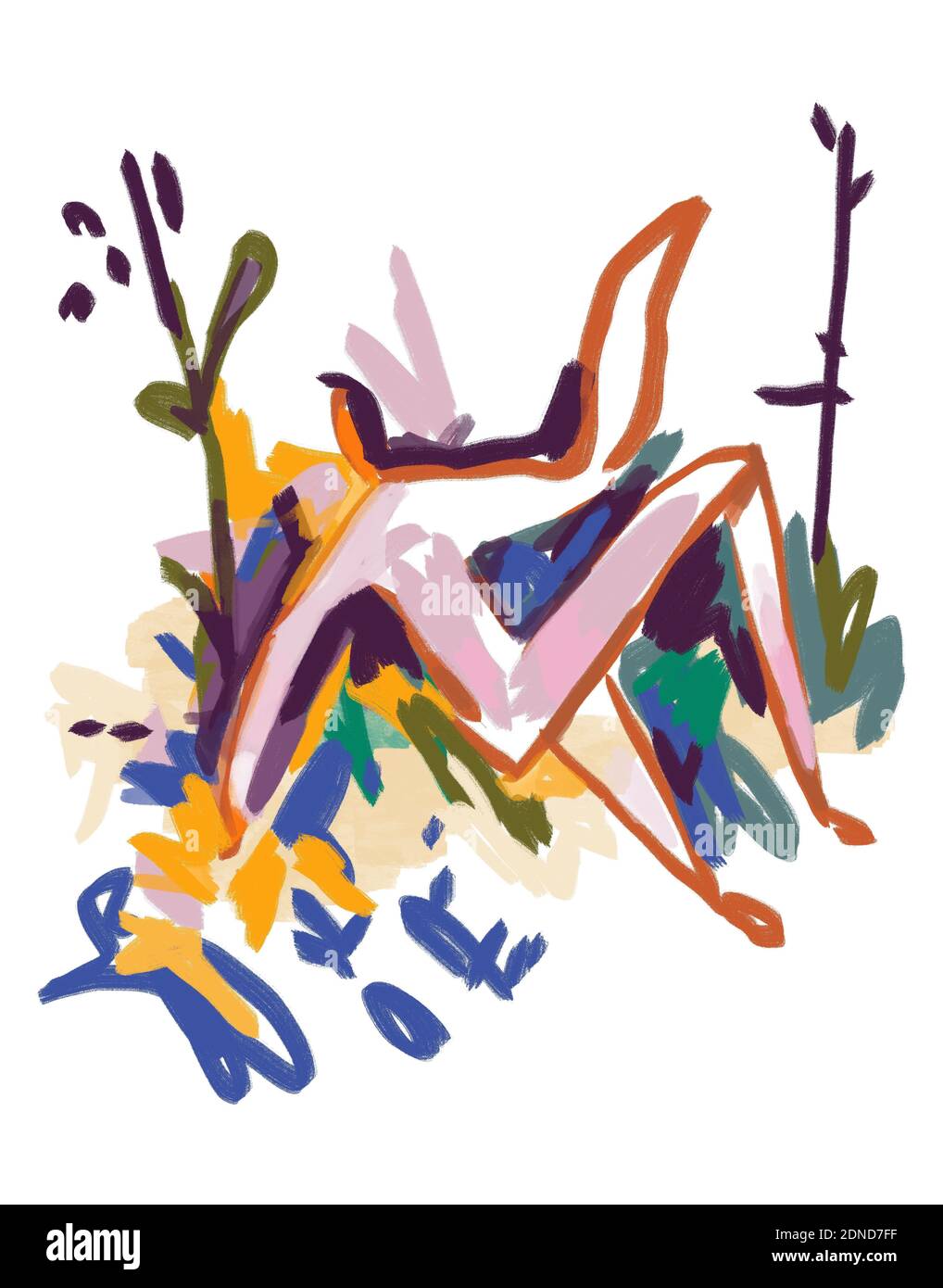 Abstract Person Paint on Colorful character with abstract plan and ...