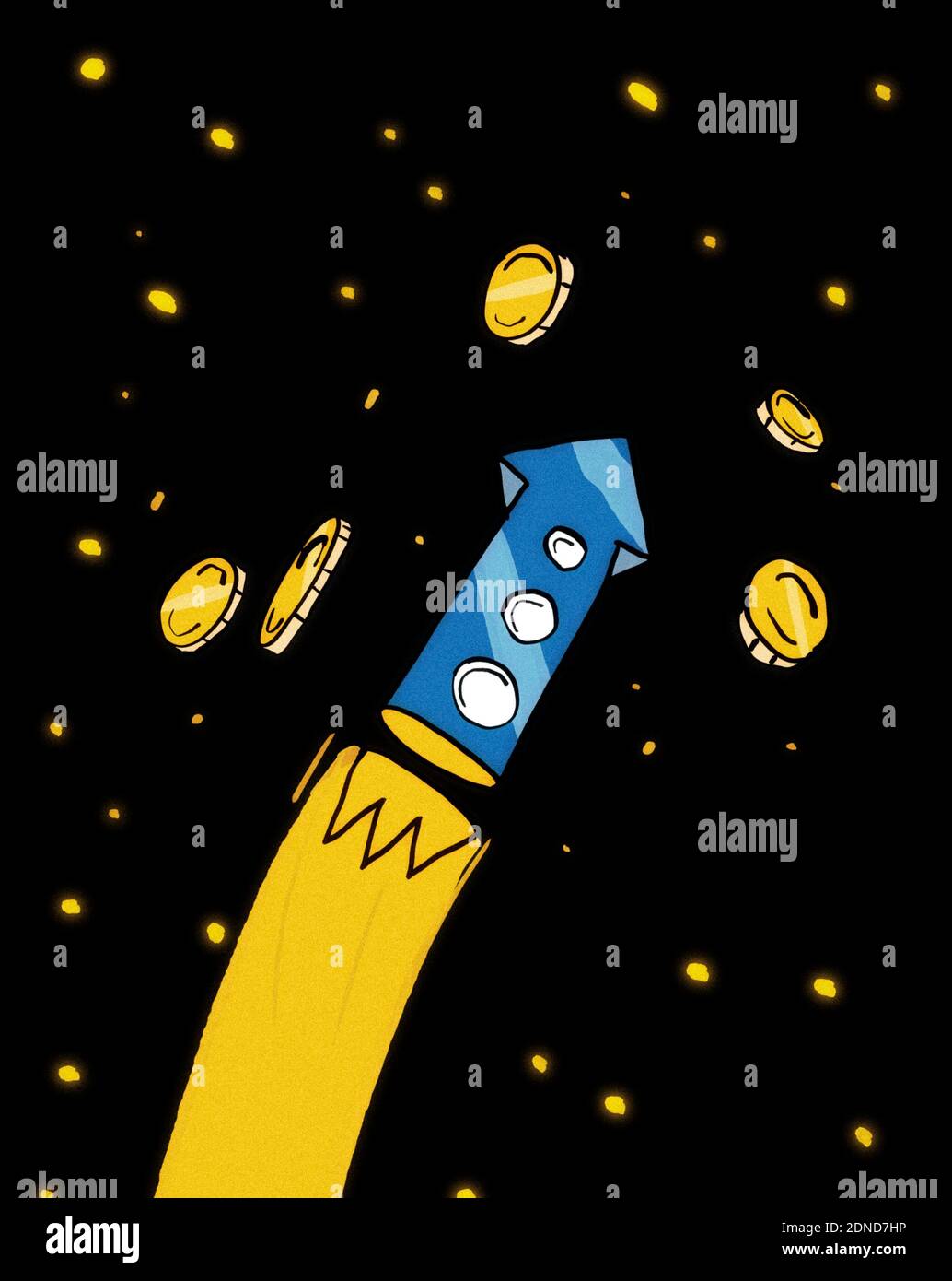 Rocket Rise the Galaxy of money. illustration Concept of success ...