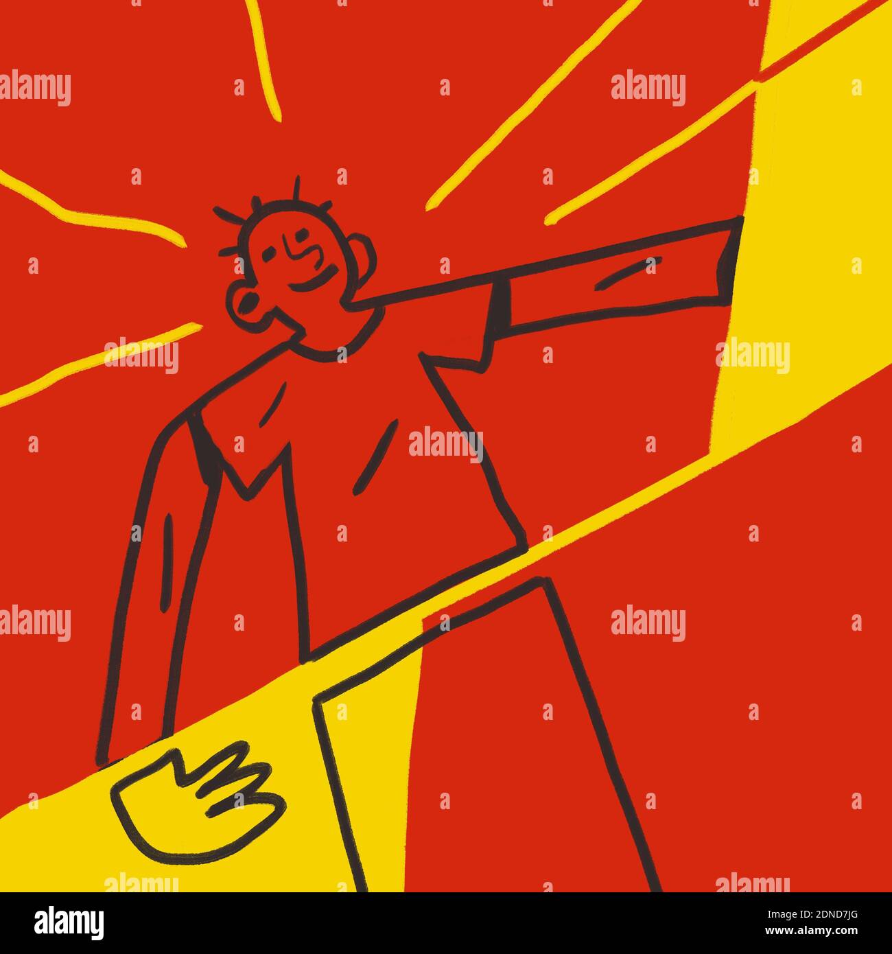 Someone smiling. Line art Drawn on Red and Yellow shapes. Expressionism ...