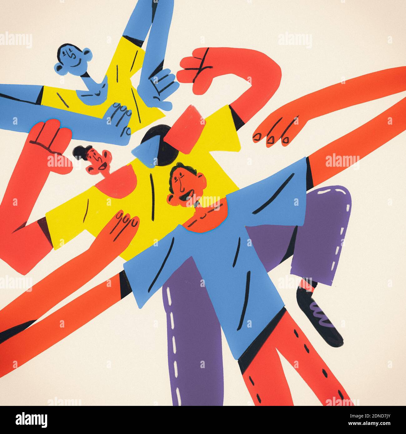 Teamwork work together. Fun and happy concept for group working. Old ...