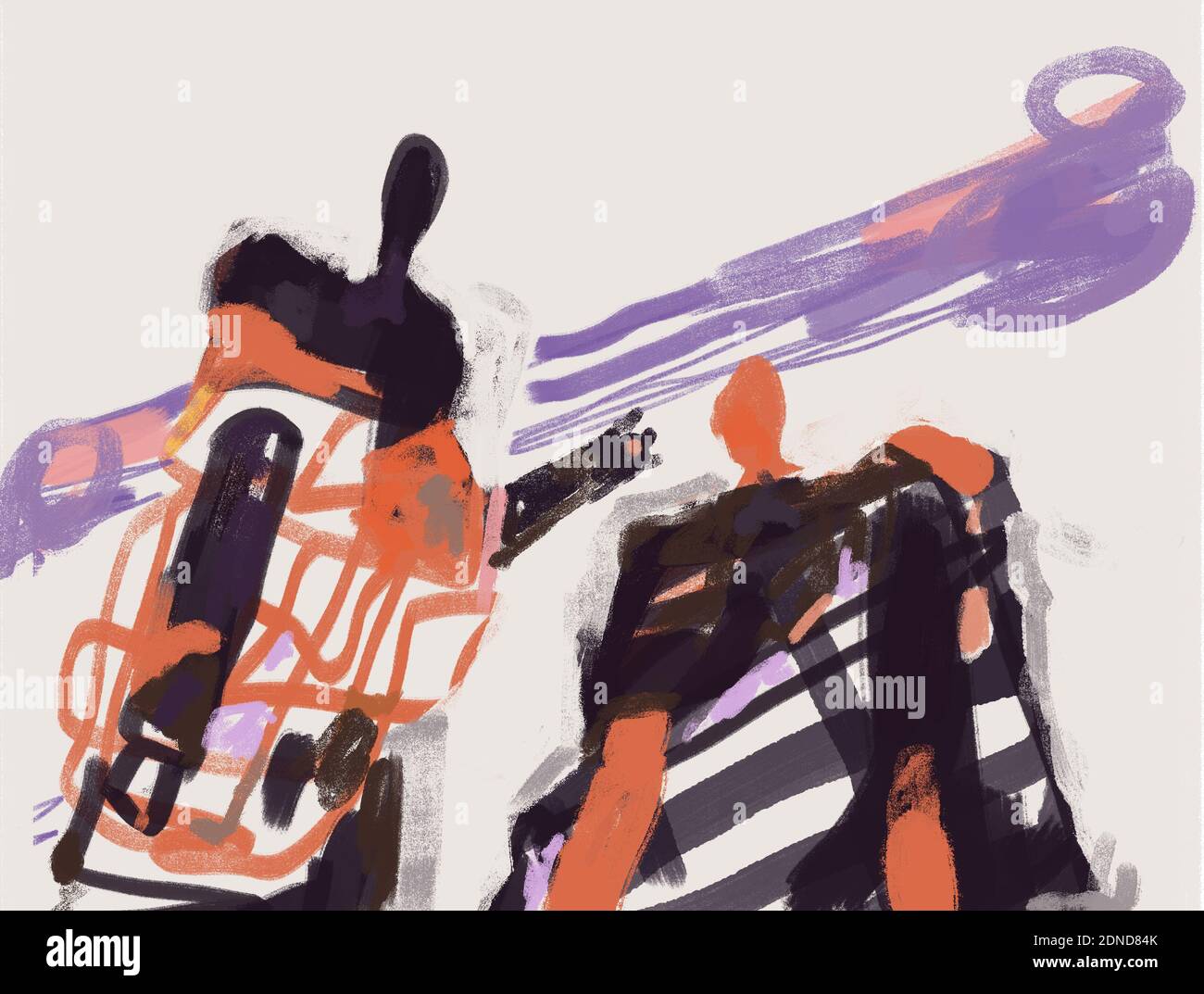 two abstract people painting and color shapes. Contemporary and Post ...