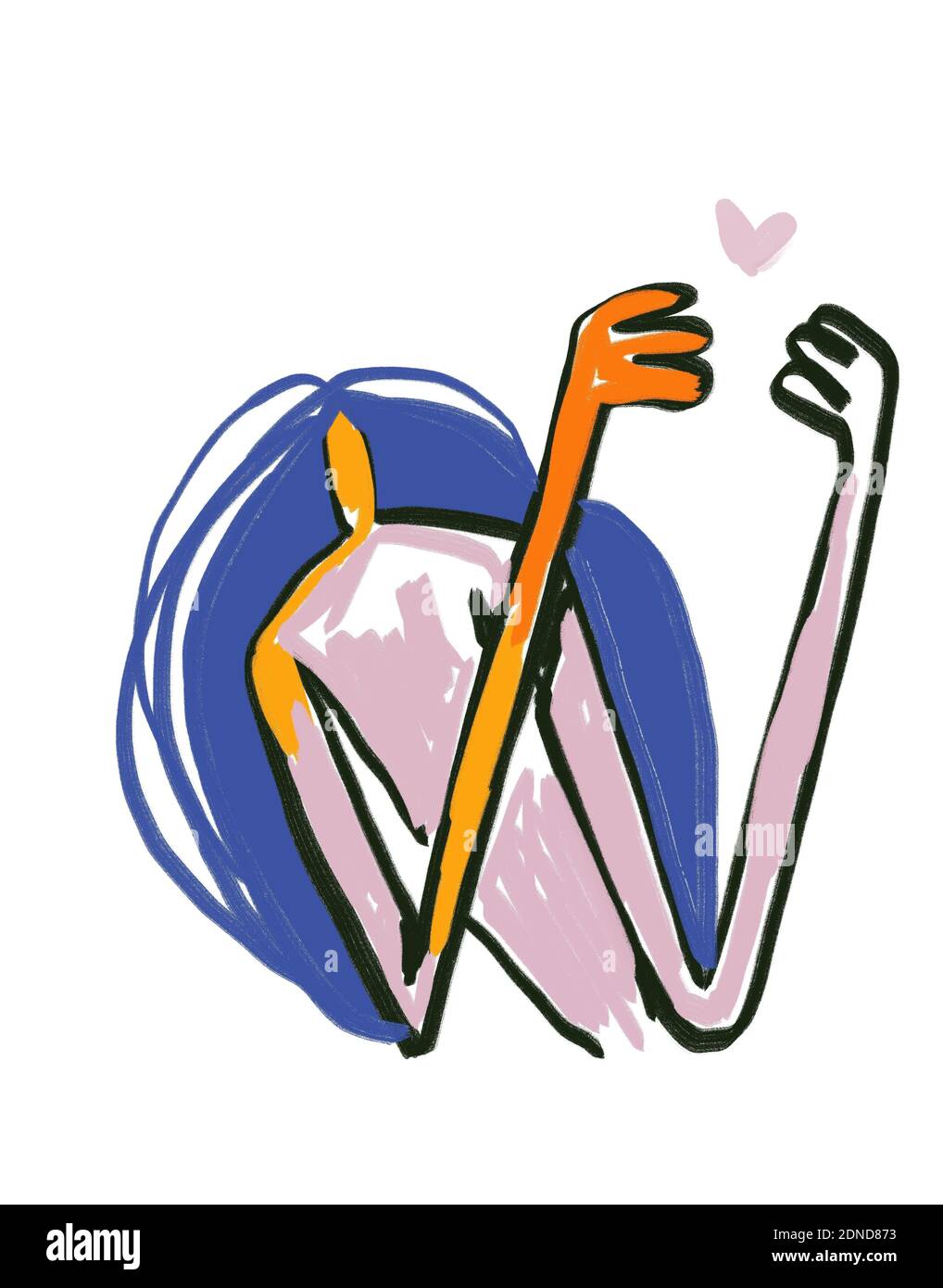 Funny Person with heart. Expressionism painting like Raoul dufy ...