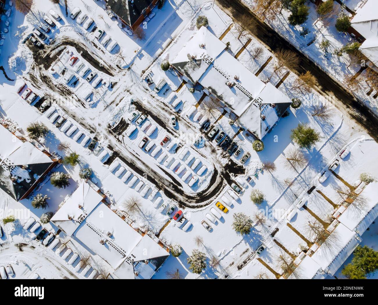 Aerial view apartment buildings complex in residential home ...