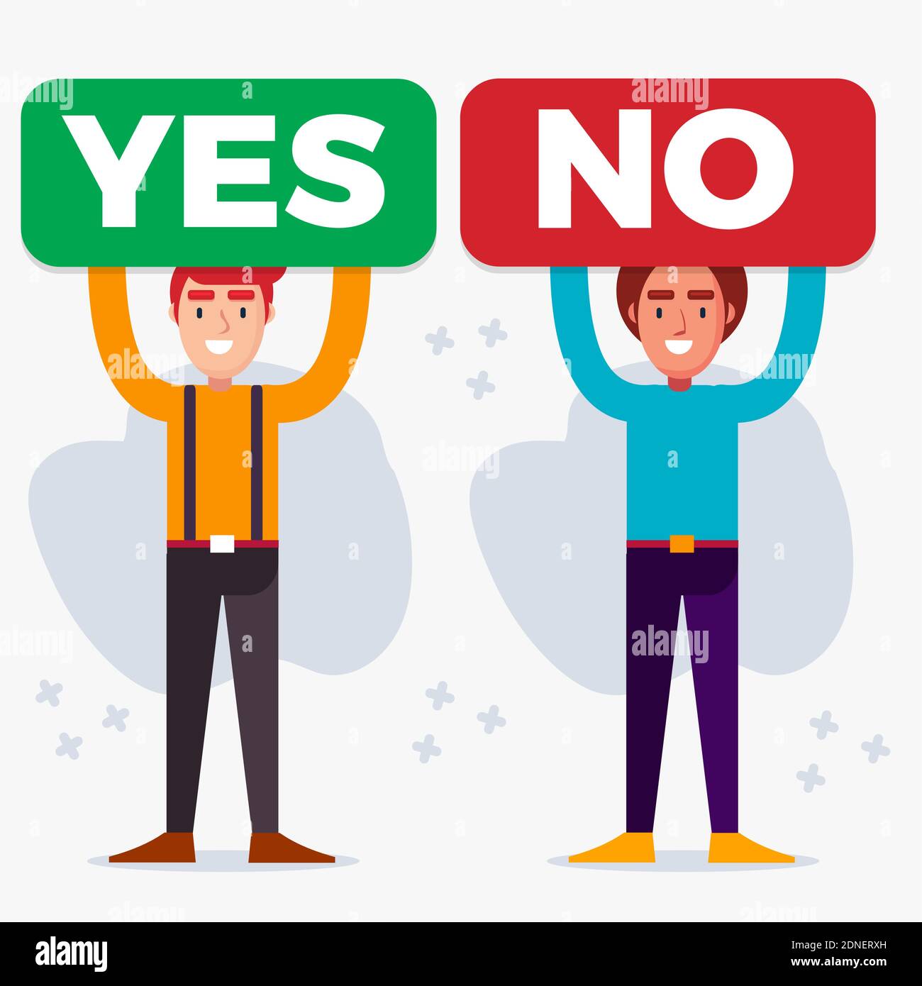 man holding voting yes no signboard vector illustration Stock Vector ...