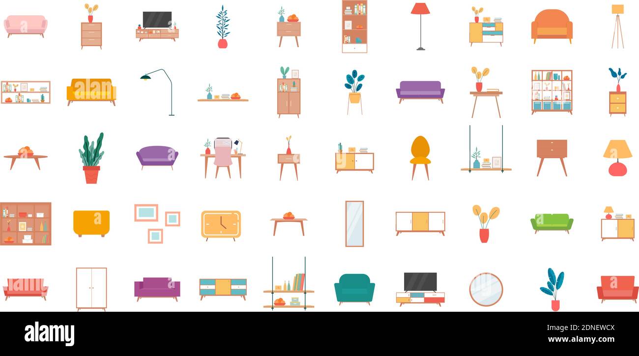 Isolated set of group household items icon- Vector Stock Vector Image ...