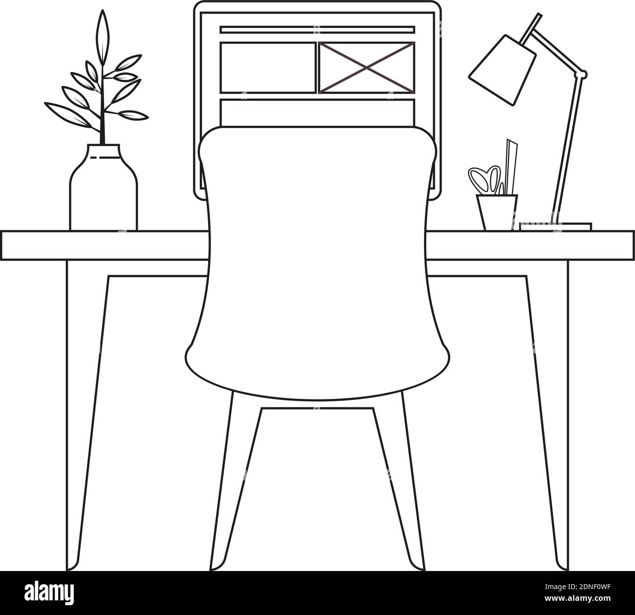 Isolated desk room household draw items icon- Vector Stock Vector Image ...
