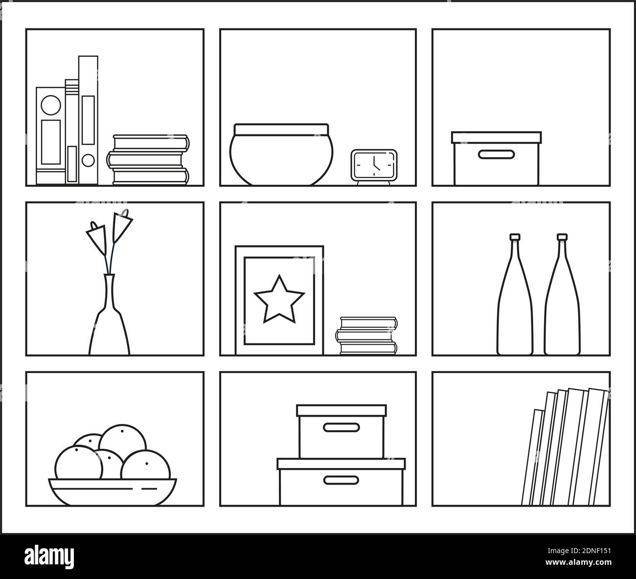 Isolated library books household draw items icon- Vector Stock Vector ...