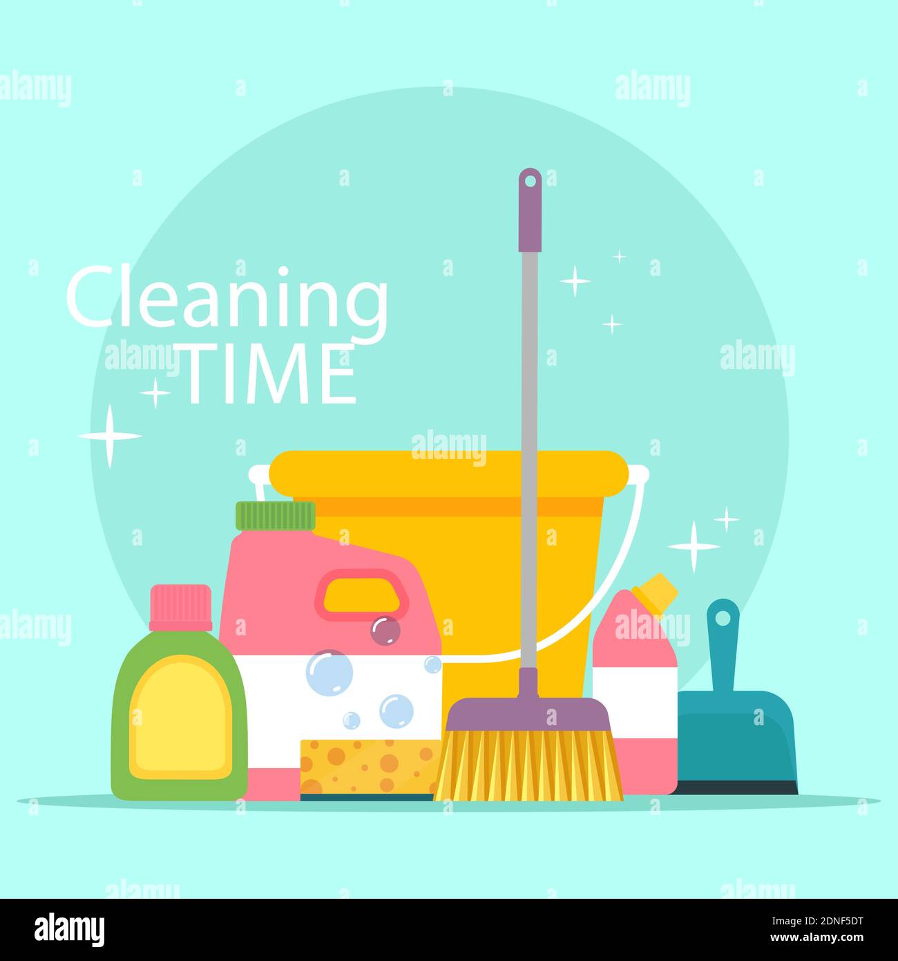 products cleaning time un green background image- Vector Stock Vector ...
