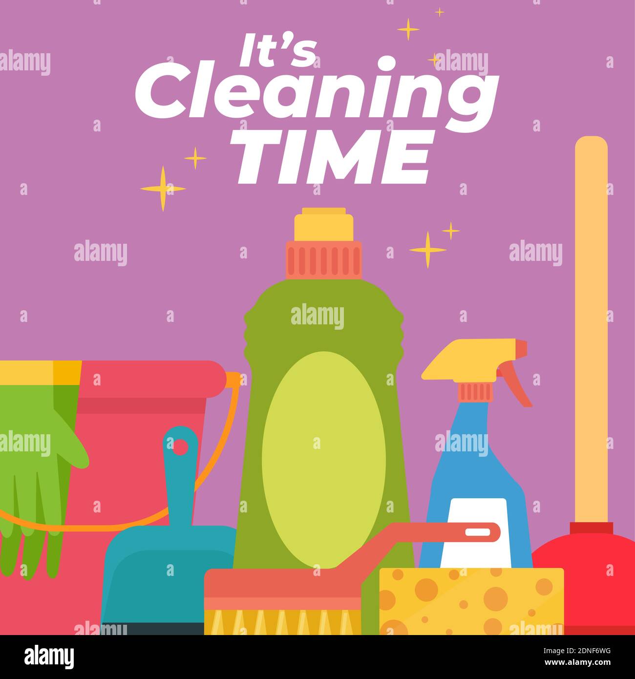 Bottles cleaning products cleaning time pruple background- Vector Stock ...