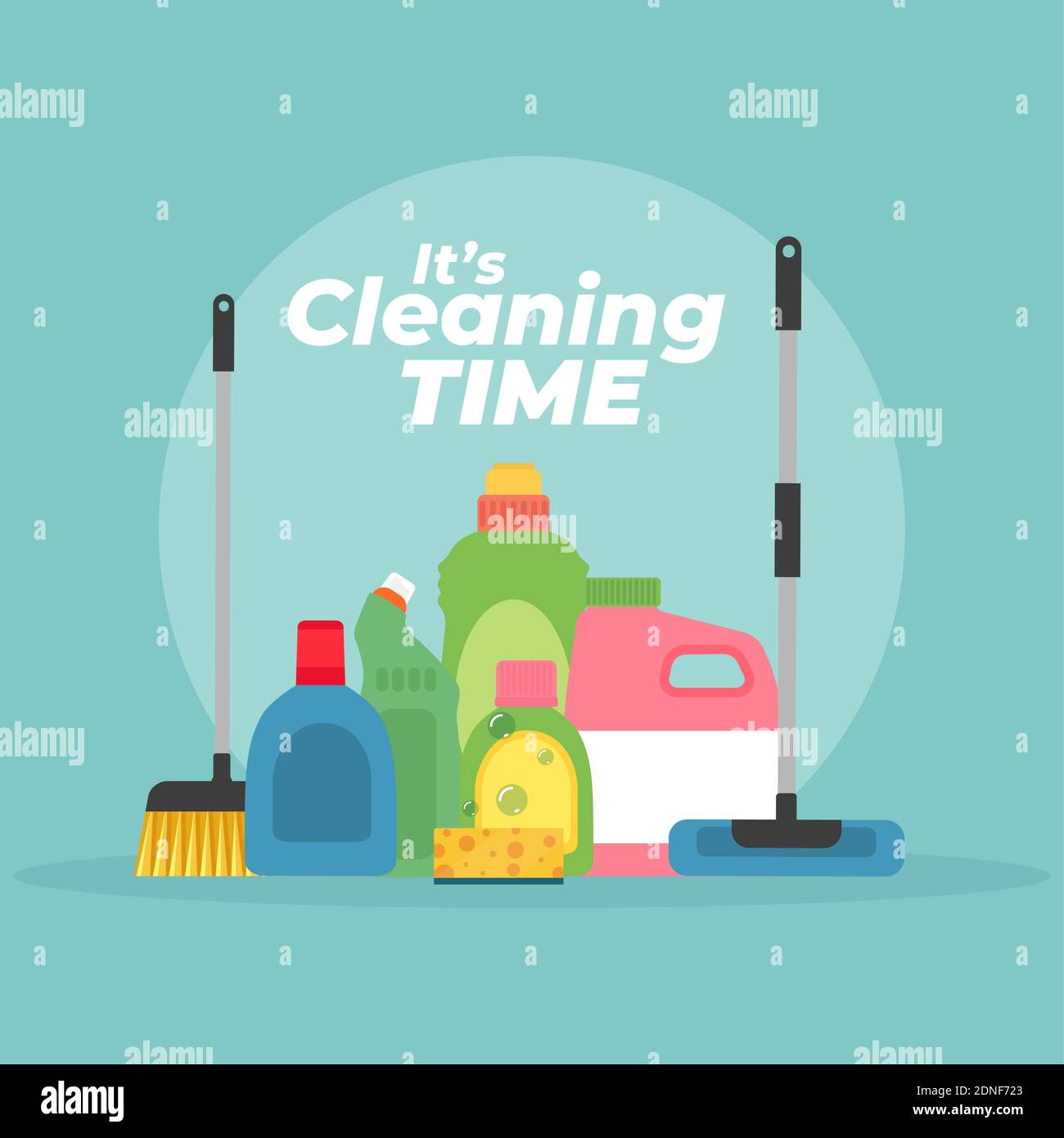 Bottles cleaning products cleaning time pruple background- Vector Stock ...