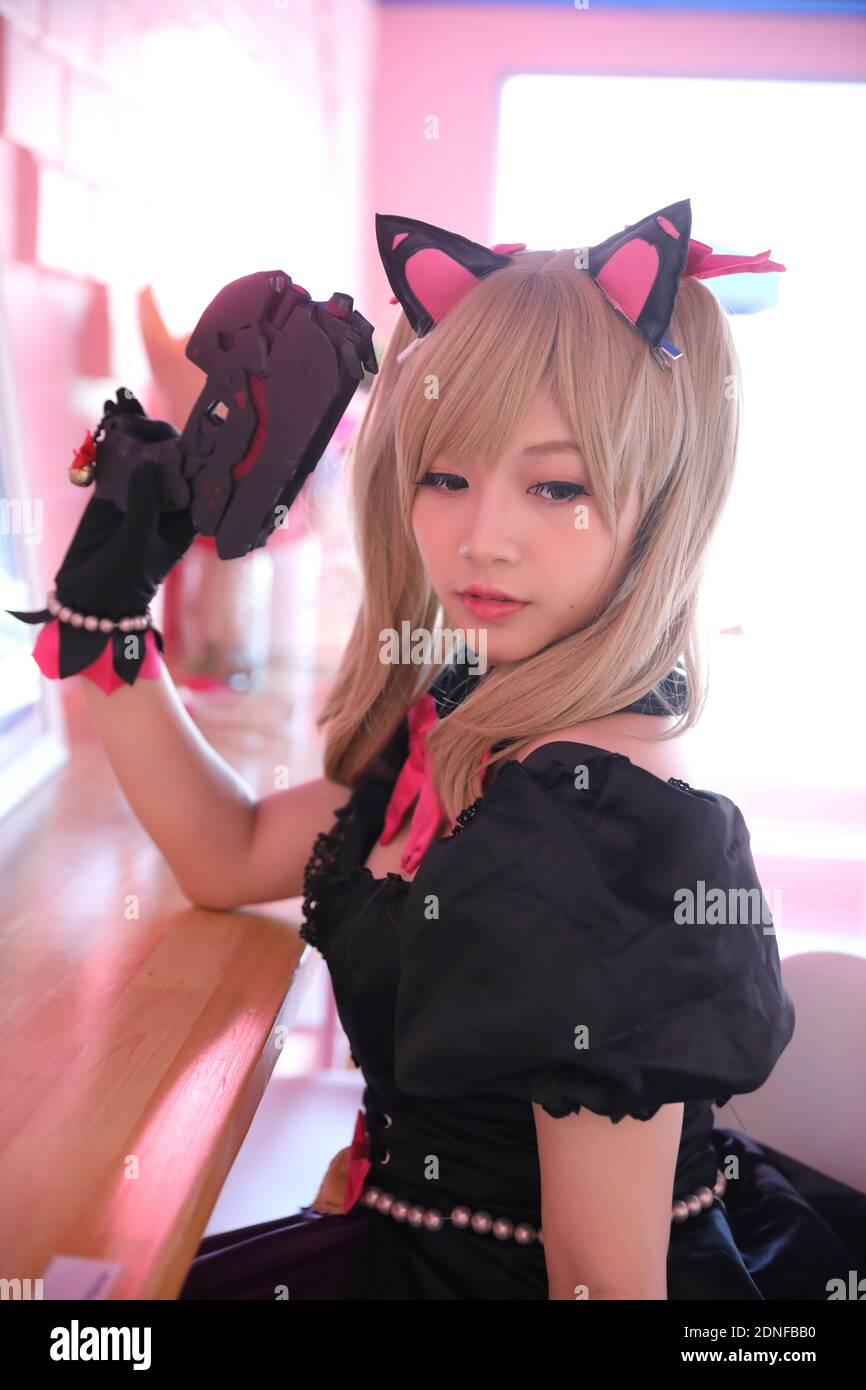 Beautiful Young Woman Wearing Costume At Cosplay Event Stock Photo - Alamy