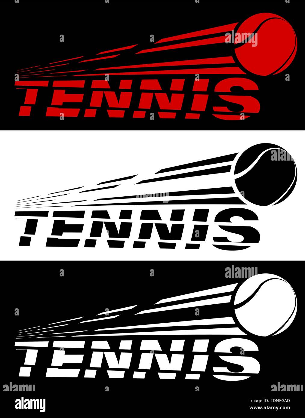 Tennis lettering broken by flying tennis ball. Sport equipment. Active ...
