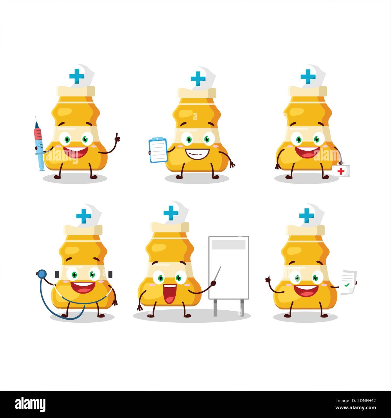 Doctor profession emoticon with curry sauce cartoon character. Vector ...