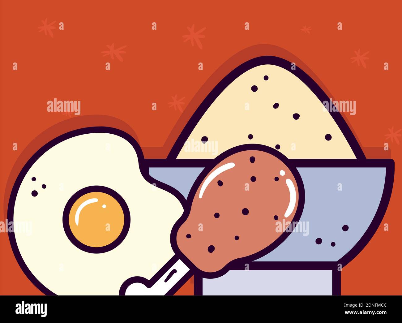 chicken rice bowl and egg design of food eat restaurant and menu theme ...