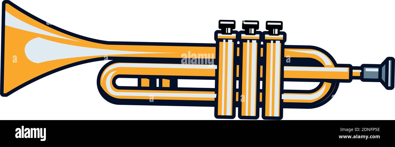 golden trumpet musical instrument isolated icon vector illustration ...