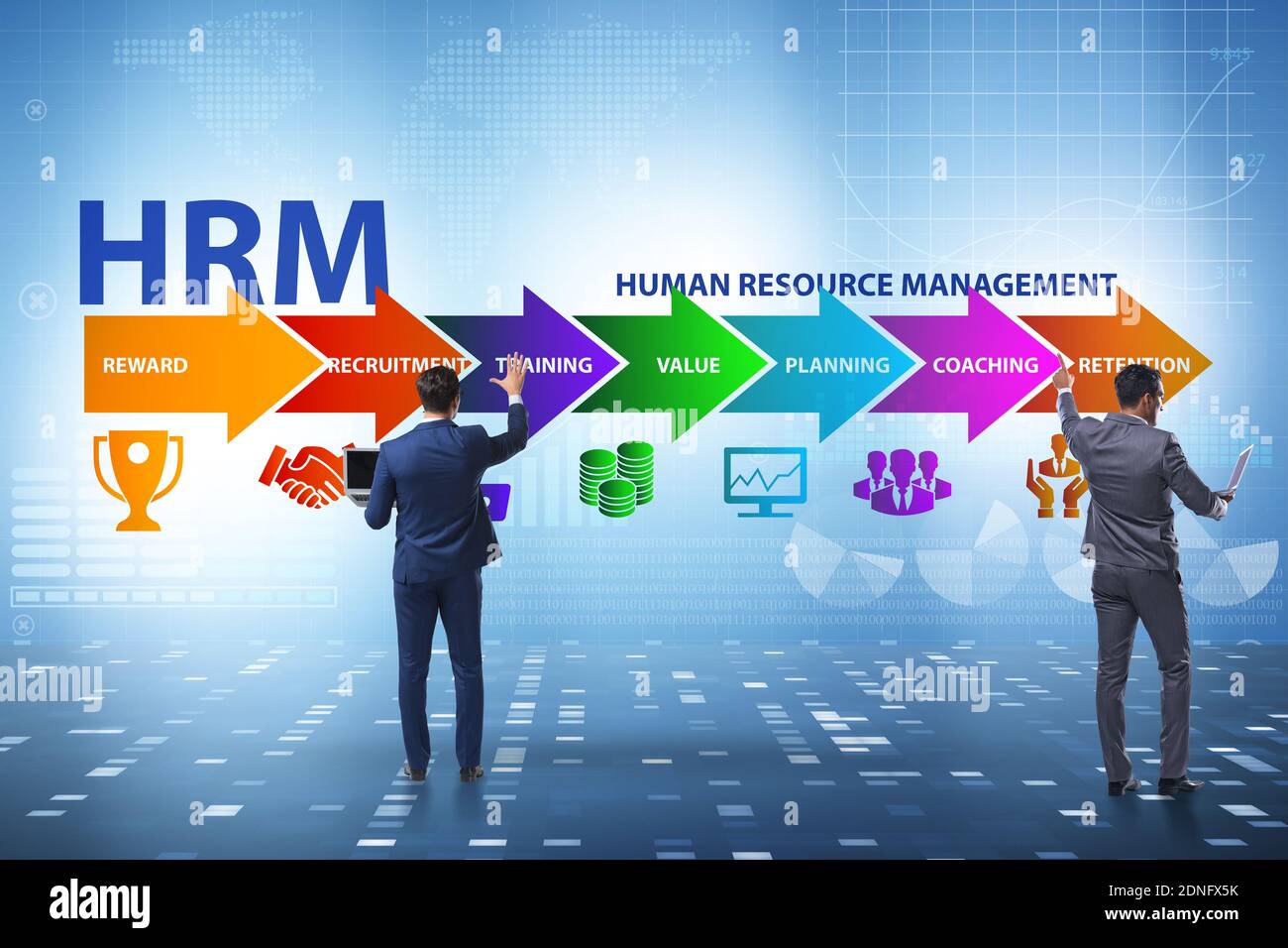 HRM - Human resource management concept with the businessman Stock ...