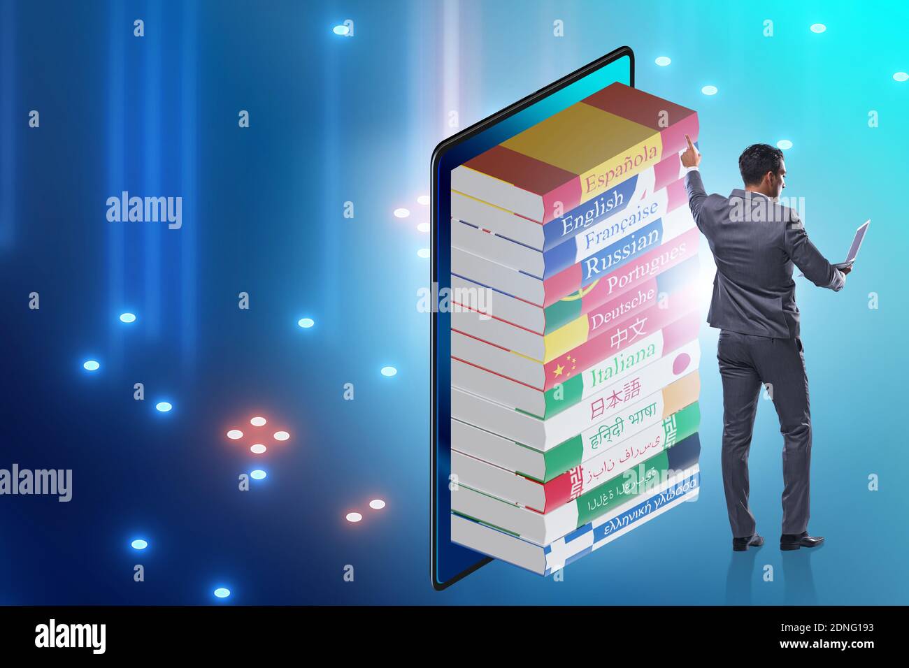Online language learning with the businessman Stock Photo - Alamy
