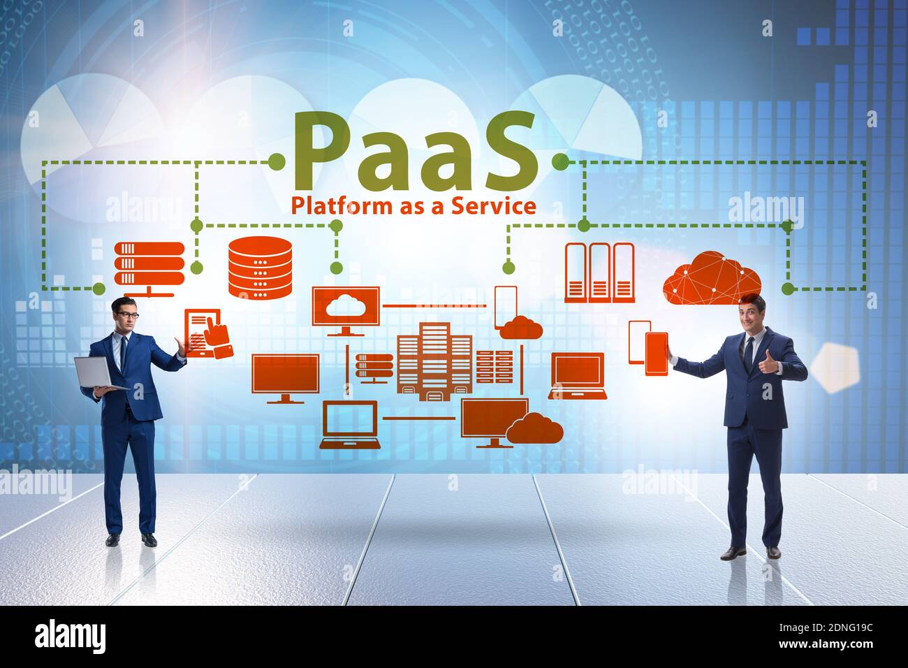 Platform as a service concept with the businessman Stock Photo - Alamy