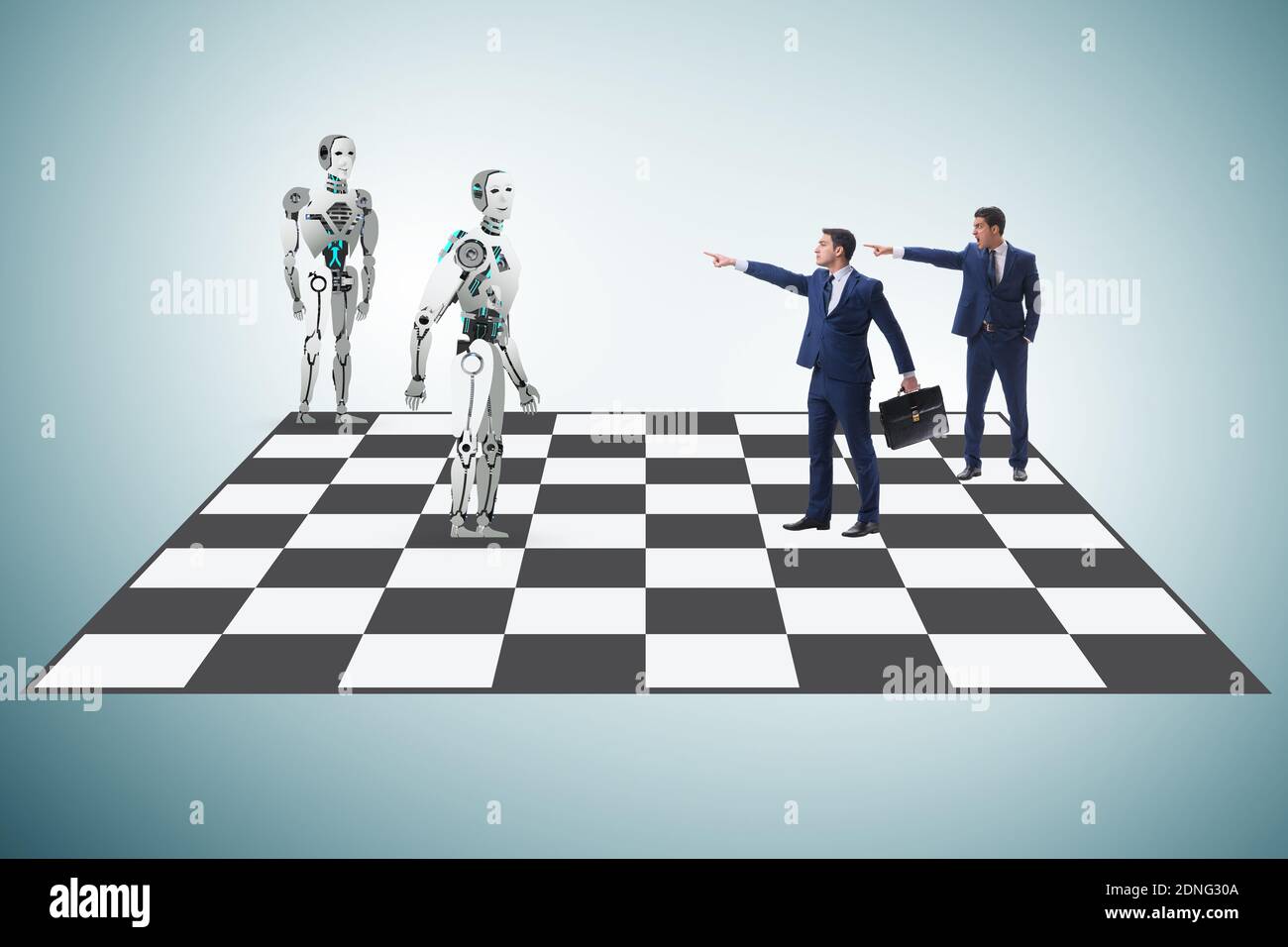 Concept of rivalry between robots and the humans Stock Photo - Alamy