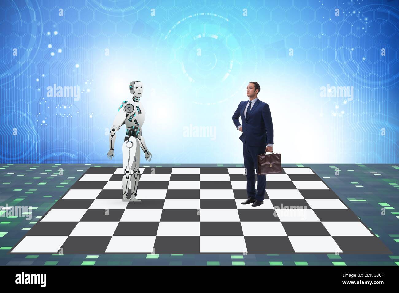 Concept of rivalry between robots and the humans Stock Photo - Alamy