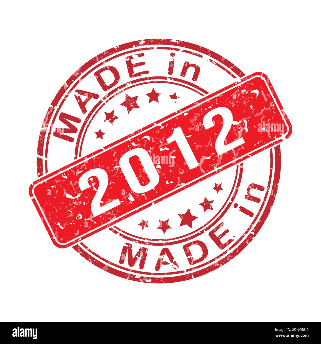 Imprint of a seal or stamp with the inscription MADE IN 2012. Editable ...