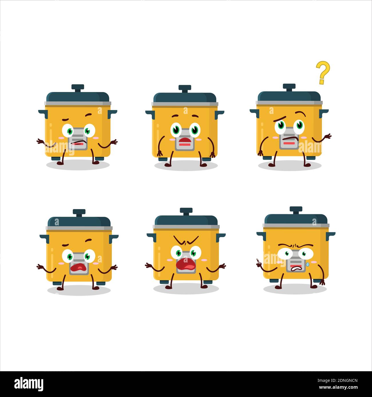Cartoon character of rice cooker with what expression. Vector ...