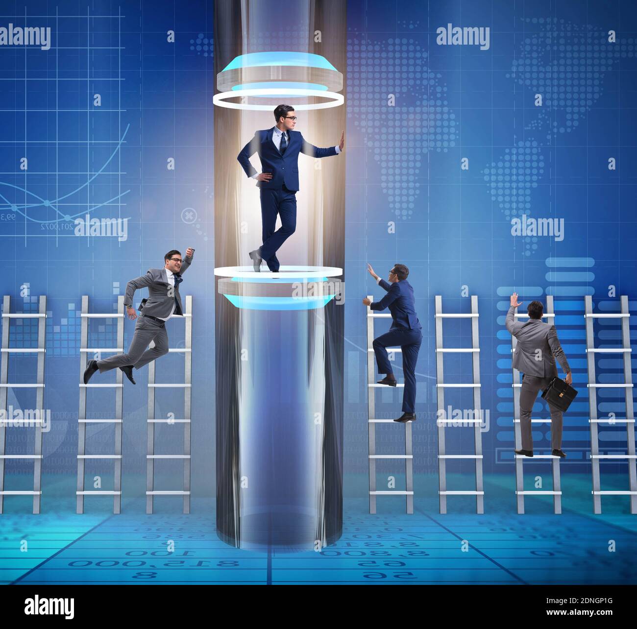 The businessmen in accelerated and fast promotion concept Stock Photo ...