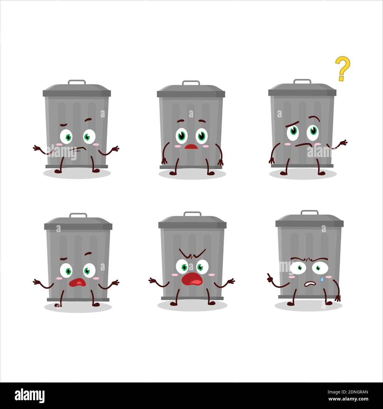 Cartoon character of trash can with what expression. Vector ...