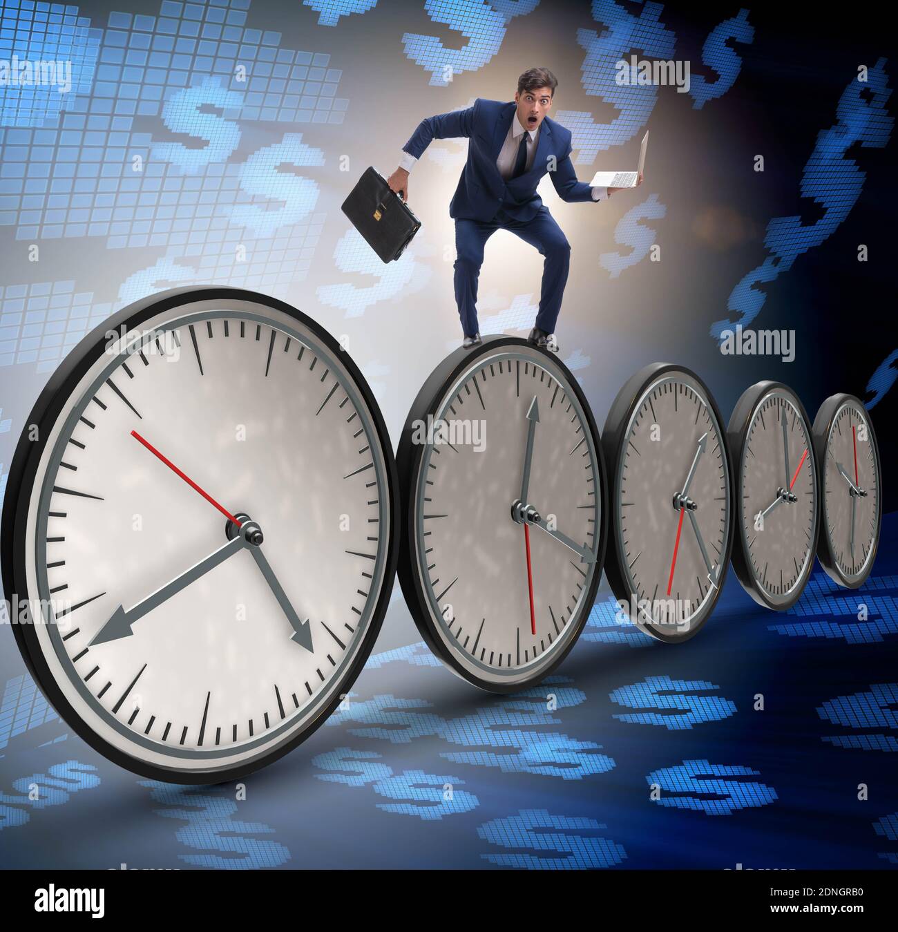 The businessman in time management concept Stock Photo - Alamy