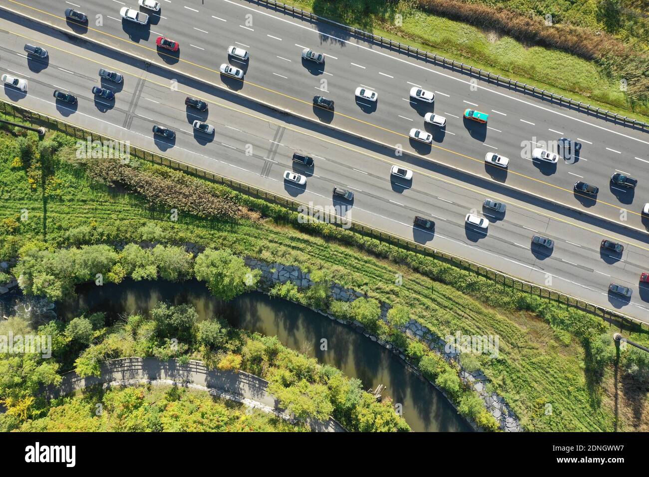 Aerial View Of Vehicles On Road Stock Photo - Alamy