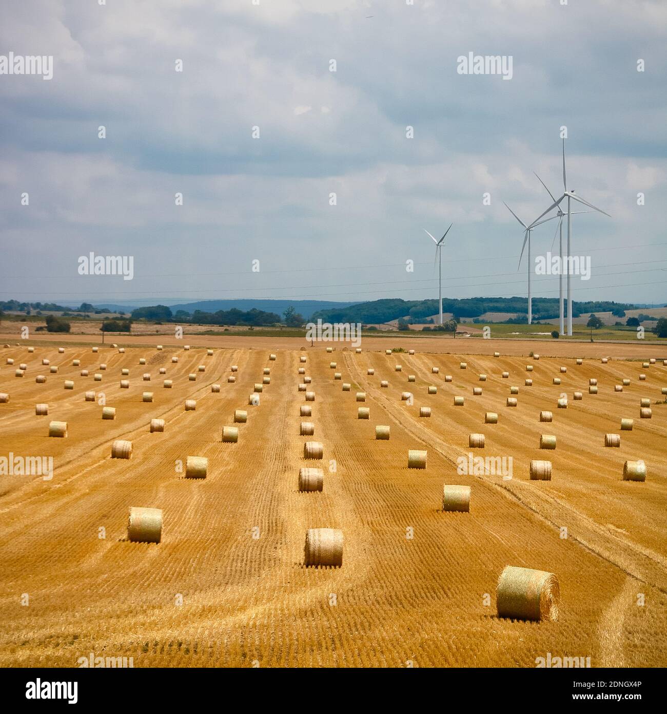 Wind turbines field hay bales hi-res stock photography and images - Alamy